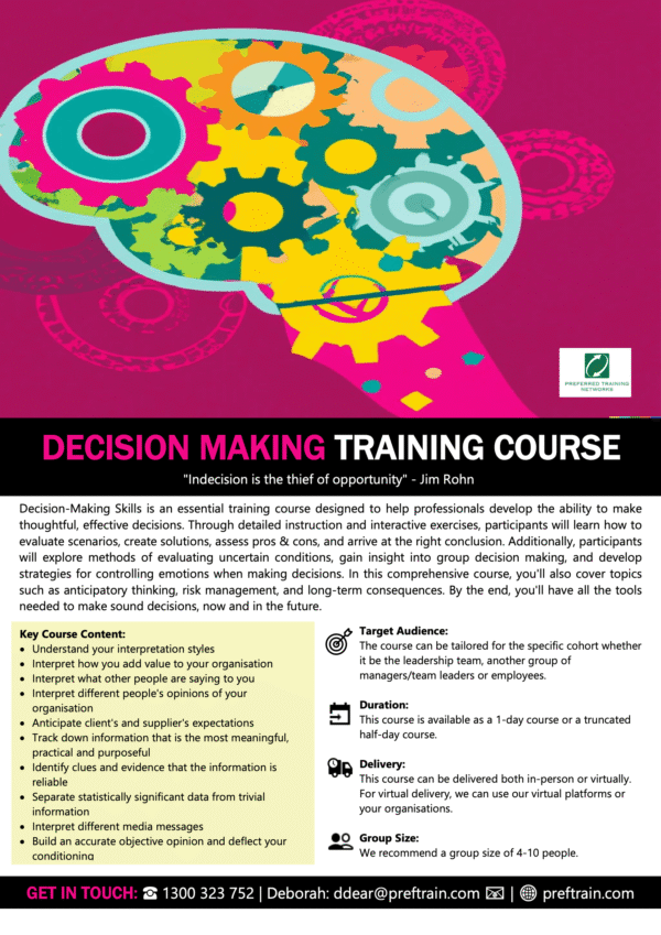 Decision Making Training Course | Australia Wide