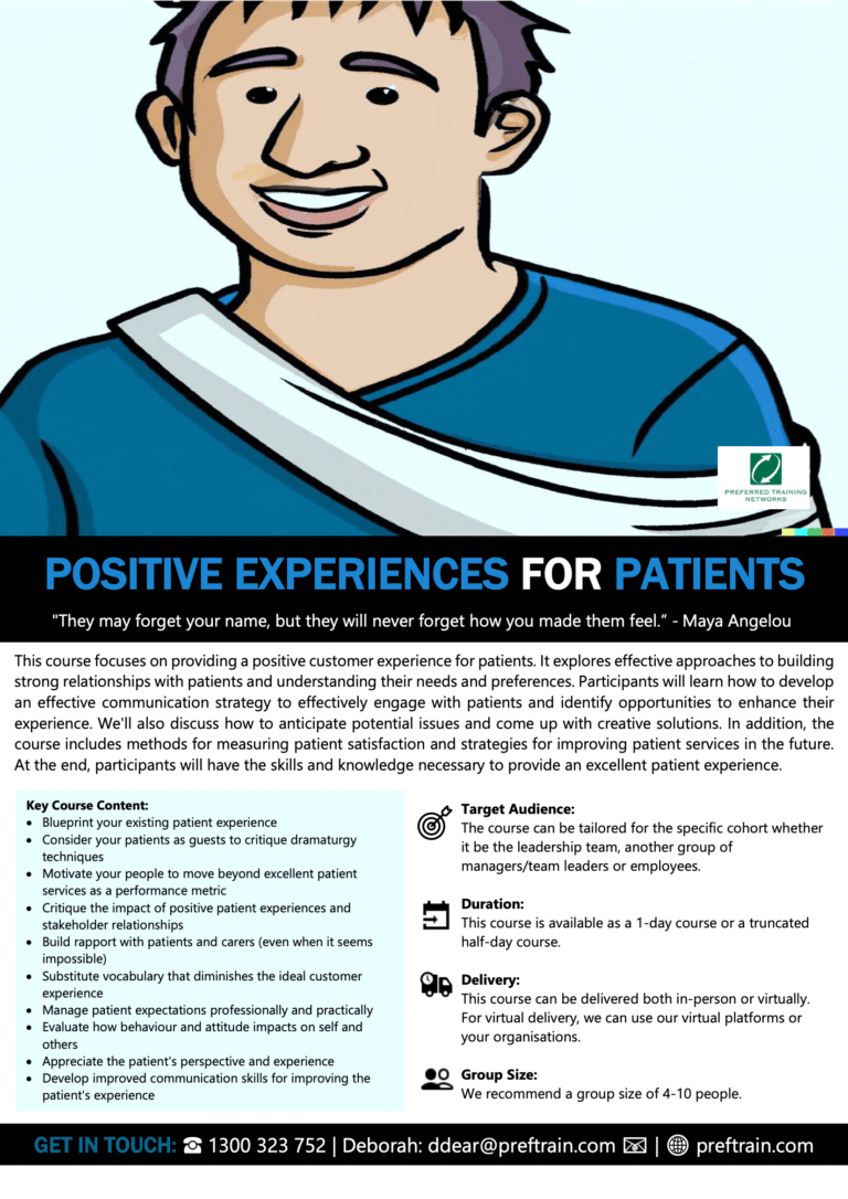 Positive Patient Experiences Training Course | Preferred Training Networks