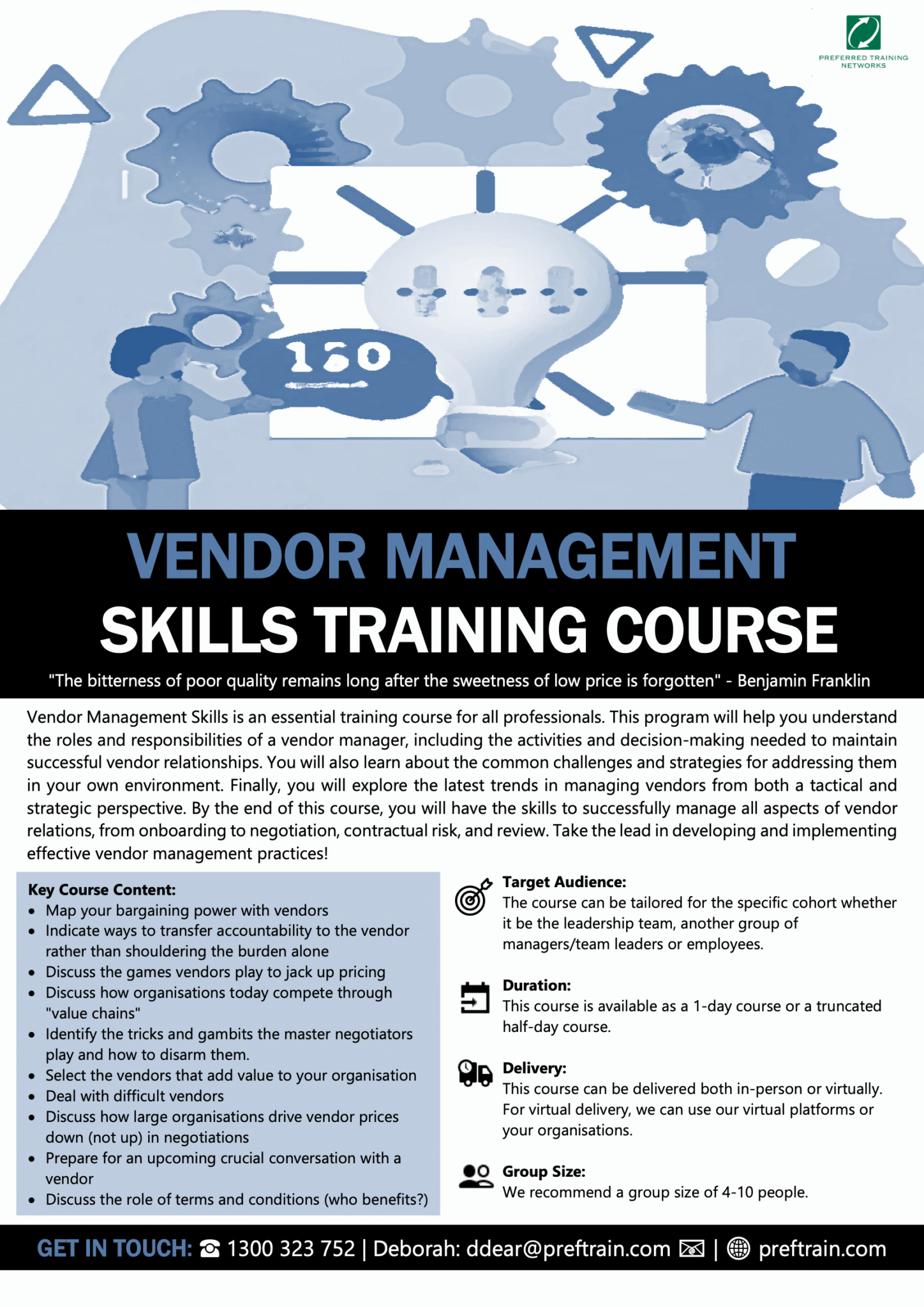 Vendor Management Training Course Australia | Preferred Training Networks