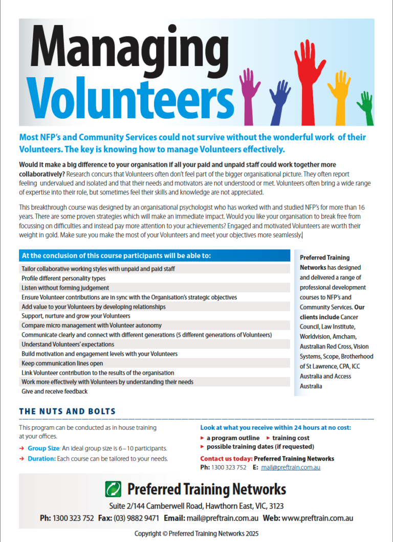 Volunteer Management Course | Preferred Training Networks