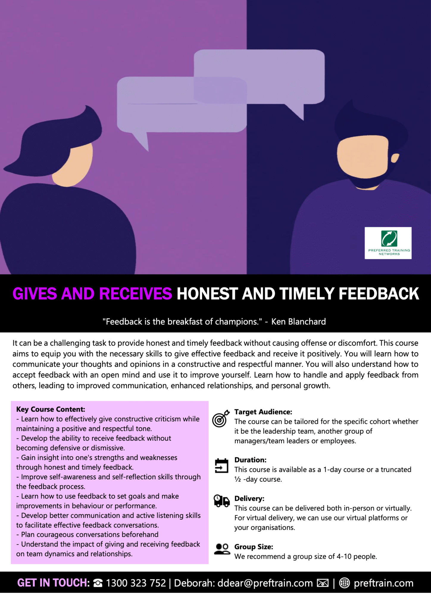 Giving And Receiving Feedback Training Course | Preferred Training Networks
